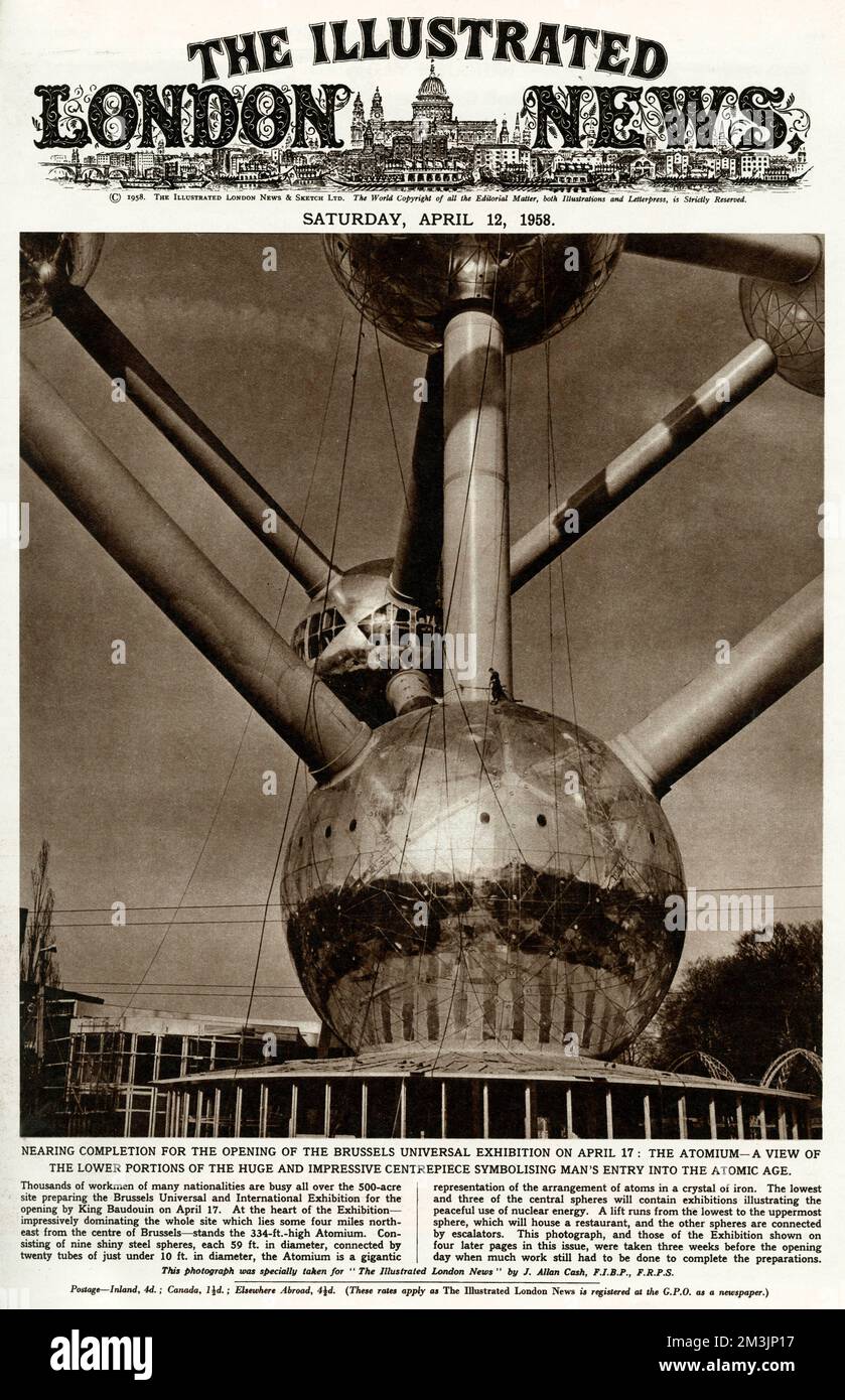 Brussels Atomium, nearly completed 1958 Stock Photo - Alamy