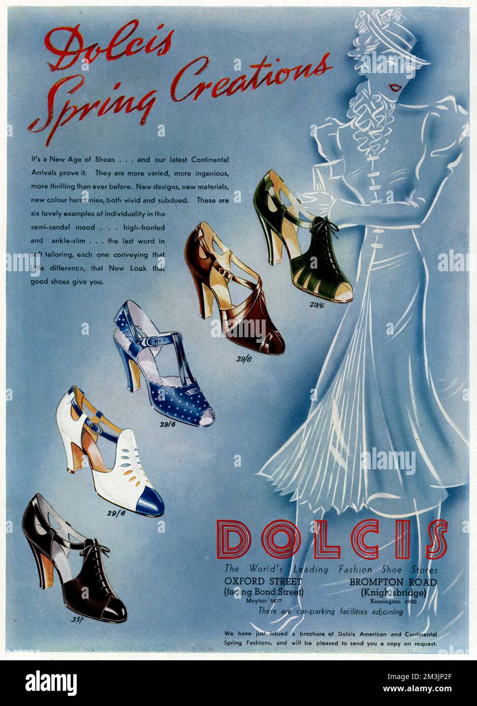 Advert for Dolcis peep and closed toe sandlals 1937 Stock Photo - Alamy
