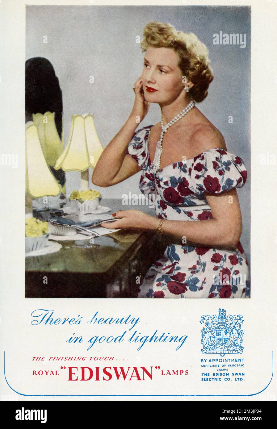 Advertisement for Royal Ediswan lamps showing a 1950s woman wearing a ...