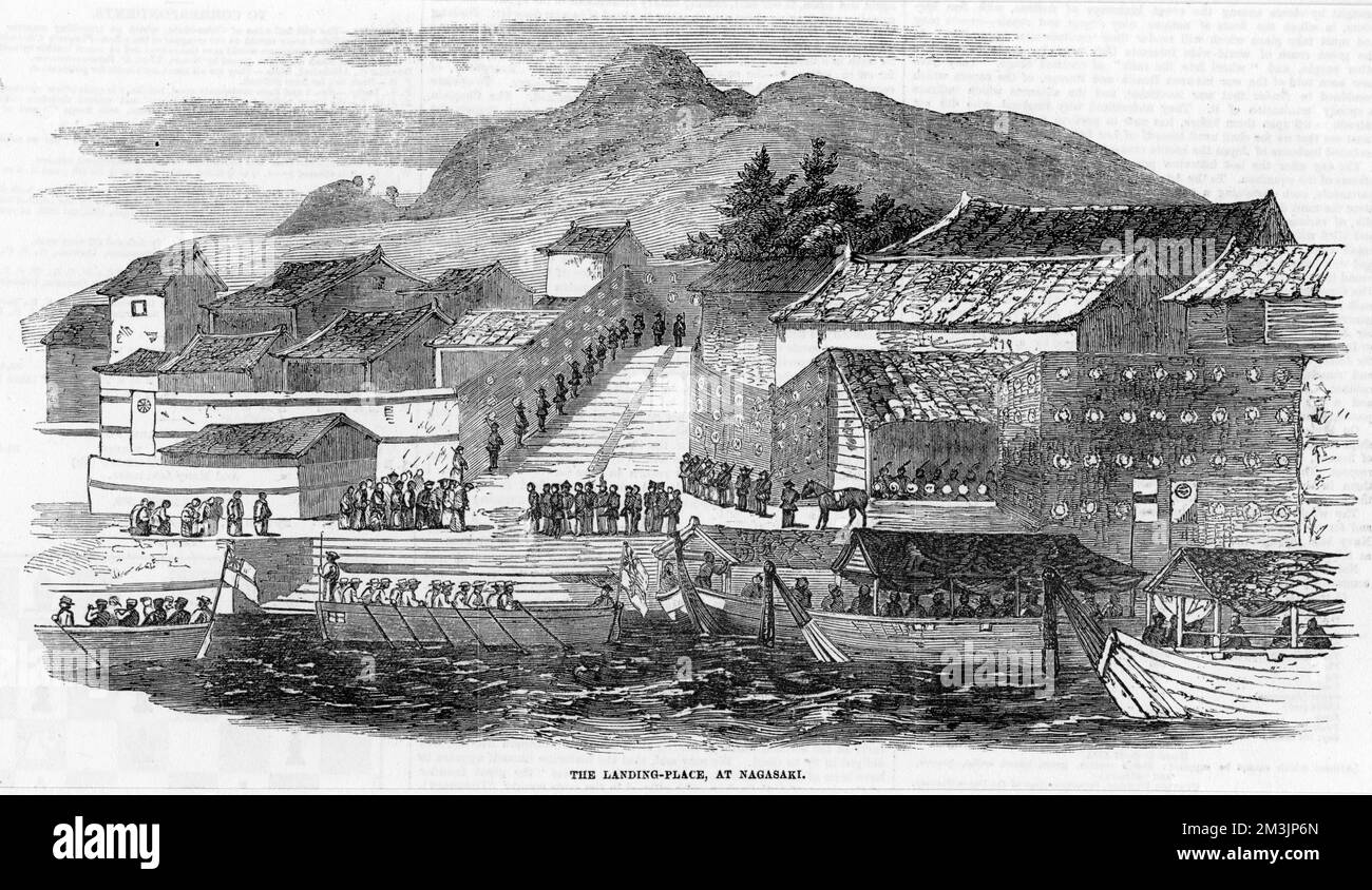 The landing-place in the harbour Date: 1855 Stock Photo - Alamy