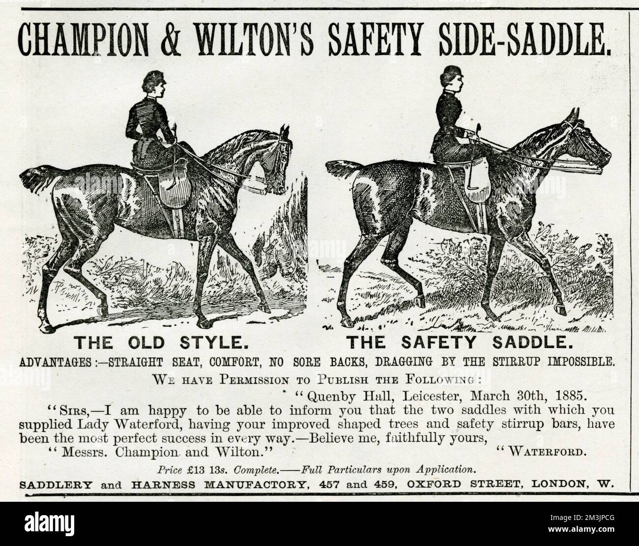 Advert for Champion & Wiltons Safety saddle 1888 Stock Photo - Alamy