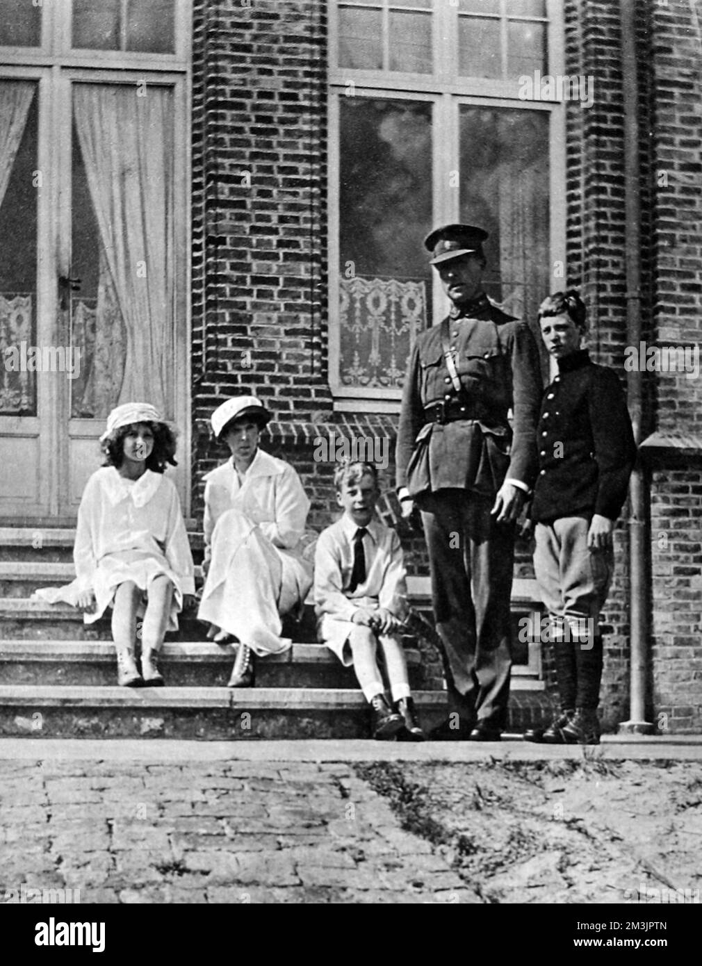 King Albert of Belgium seen with his family, the Queen Elizabeth, their ...