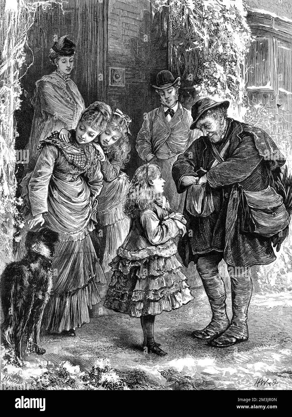 Postman arriving at a house in the country. December 1872 Stock Photo ...