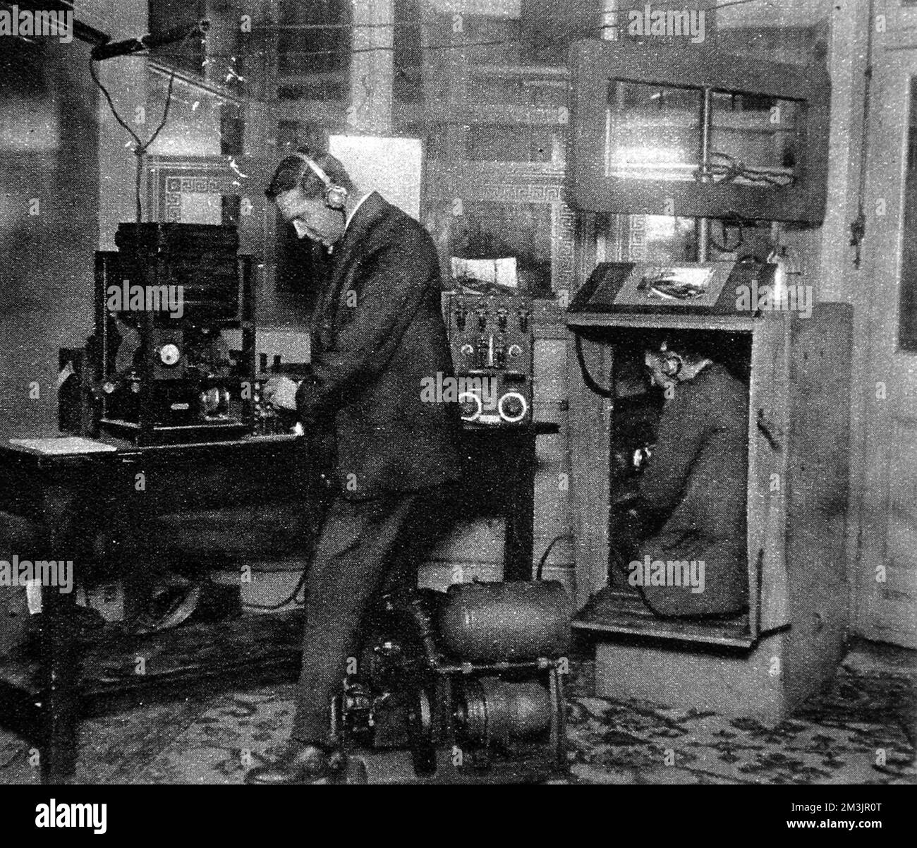 A ships cabin showing a Marconi wireless operator. After the Titanic ...