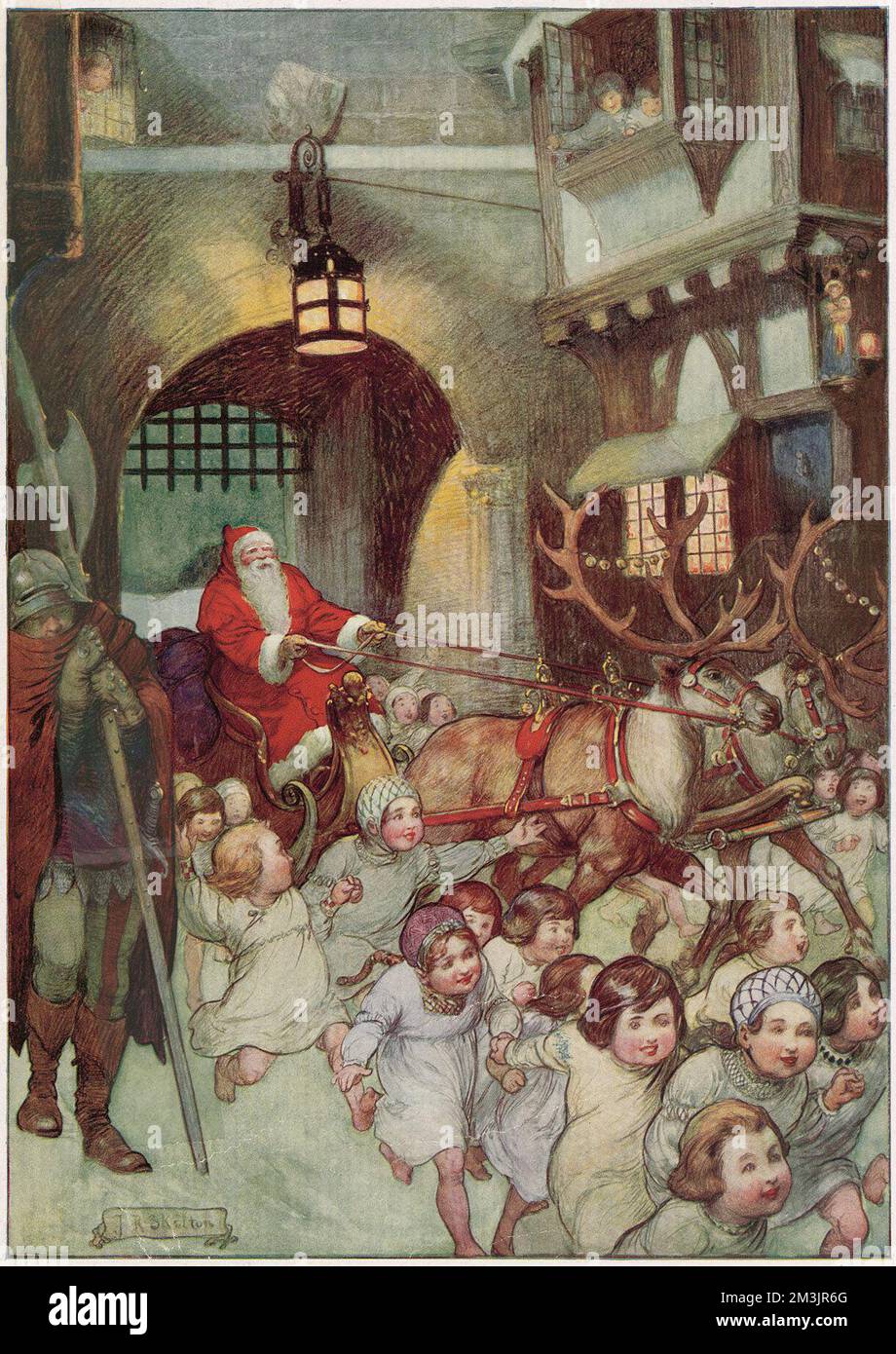 Father Christmas Enters by the City Gate Stock Photo - Alamy