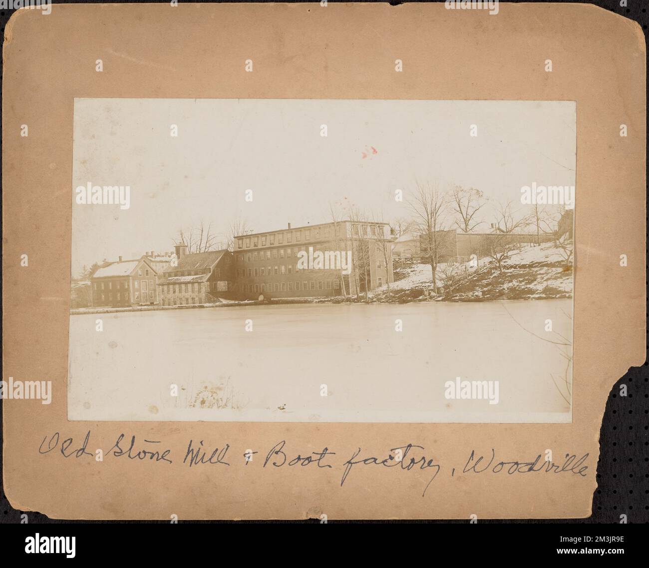 Old Stone Mill and boot factory across Mill Pond, Woodville , Winter ...