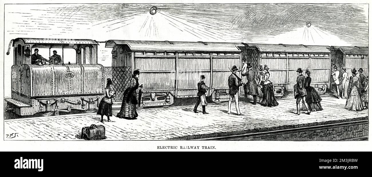 Electric underground railway train, City to Stockwell 1890 Stock Photo ...