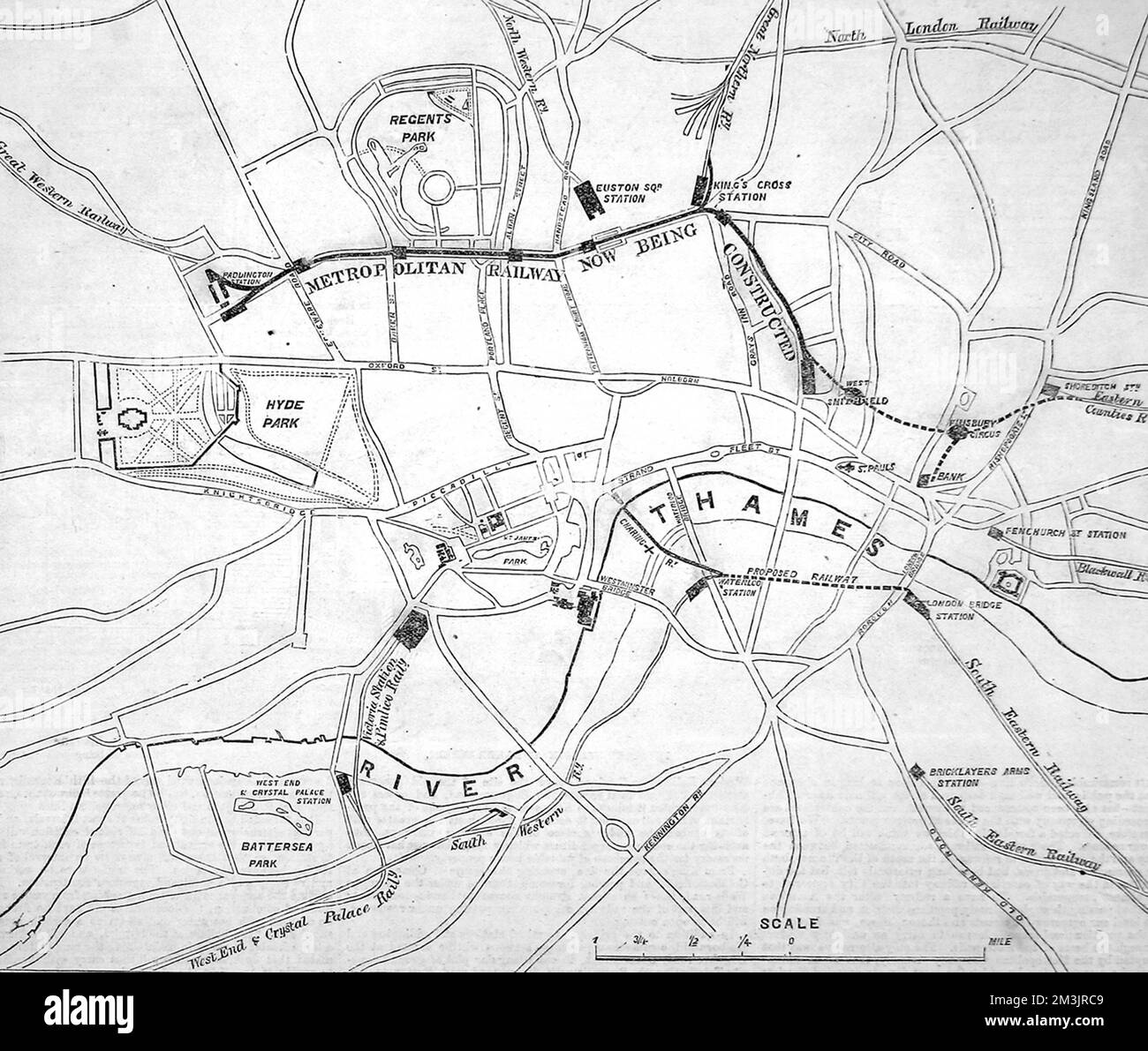 Plan of the Metropolitan Railway 1860 Stock Photo - Alamy