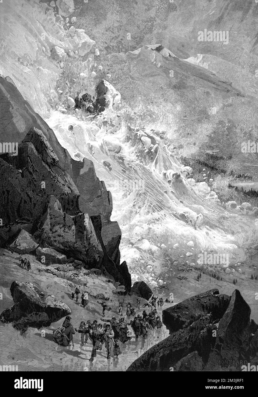 An avalanche in Piedmont. Avalanches are common in the Piedmontese side ...