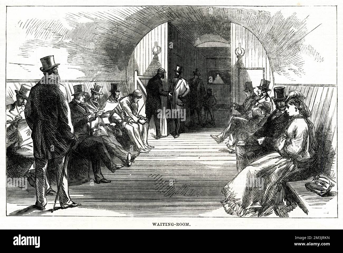 Waiting room at Tower Hill underground station 1870 Stock Photo - Alamy
