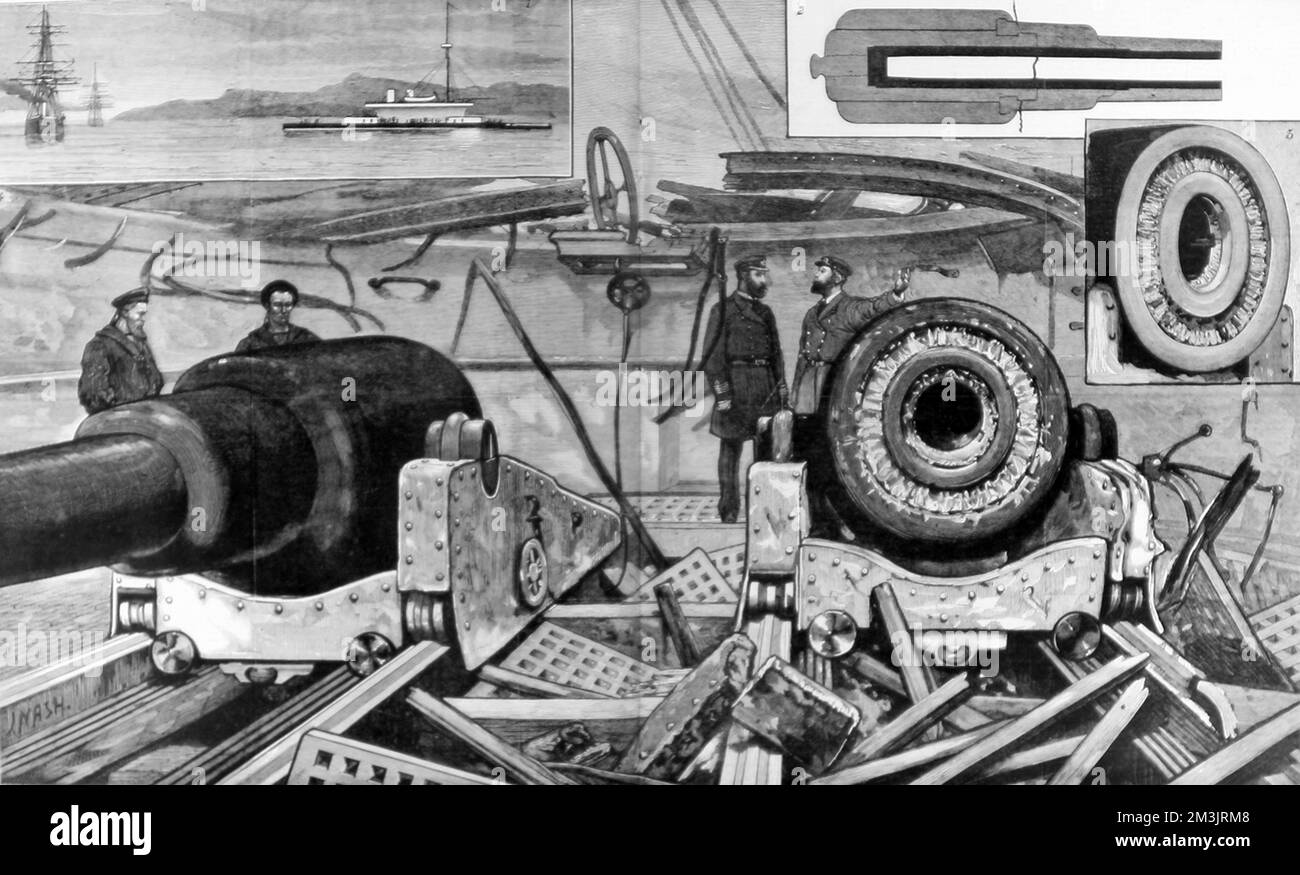 The damaged gun of H.M.S Thunderer, condition of the turret Stock Photo ...