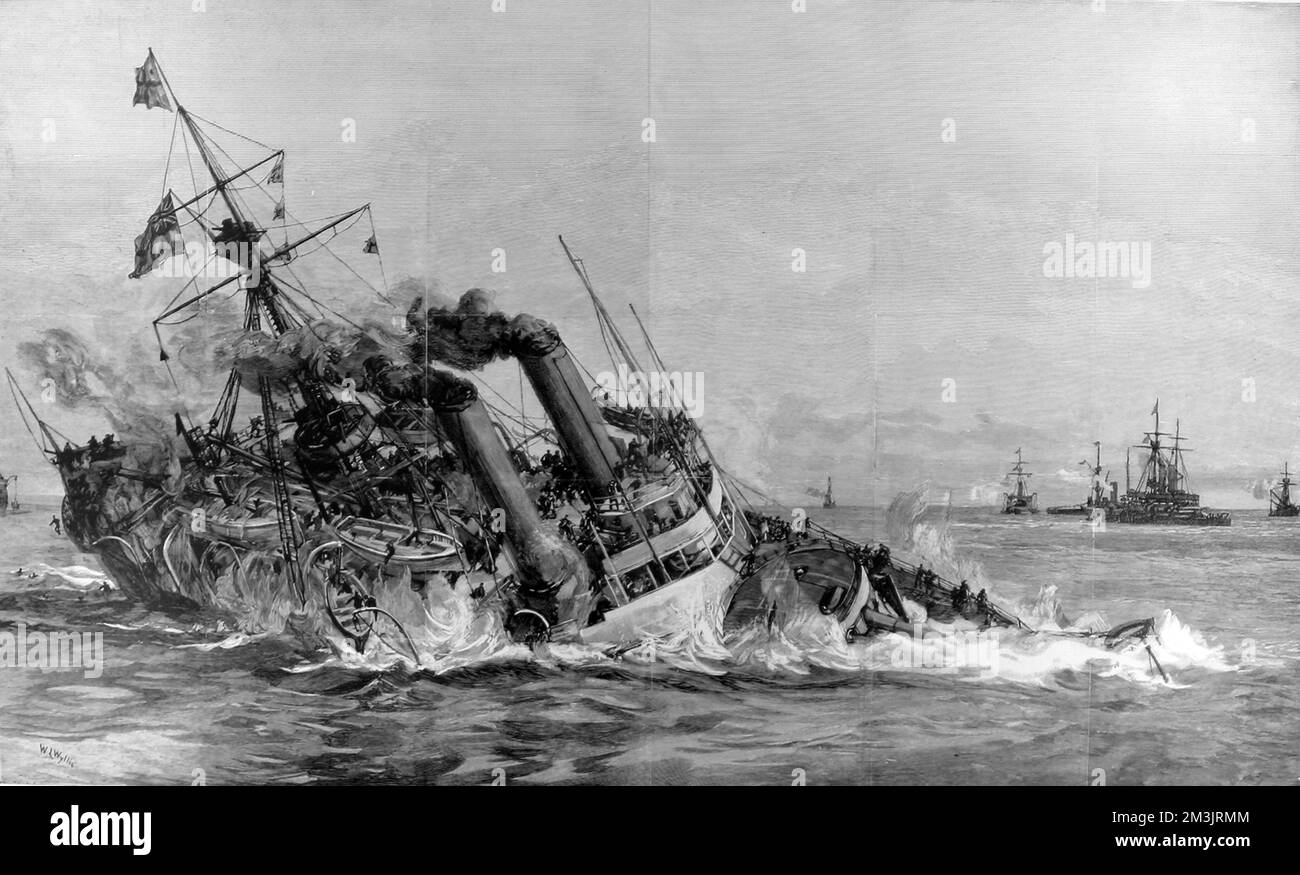 The loss of HMS Victoria the flagship Stock Photo - Alamy