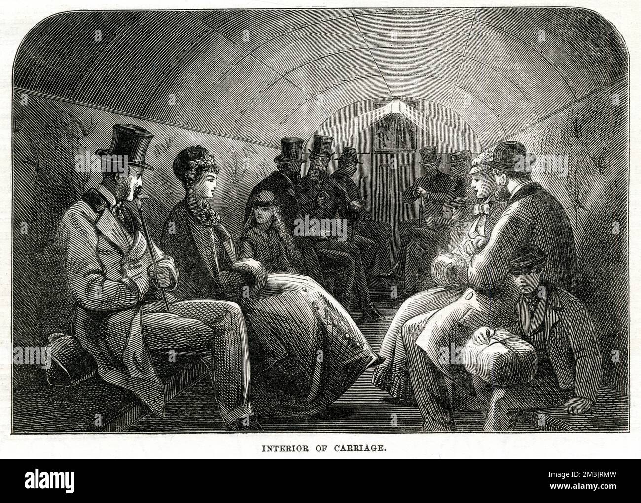 Interior carriage of the Thames Subway at Tower Hill. The underground ...