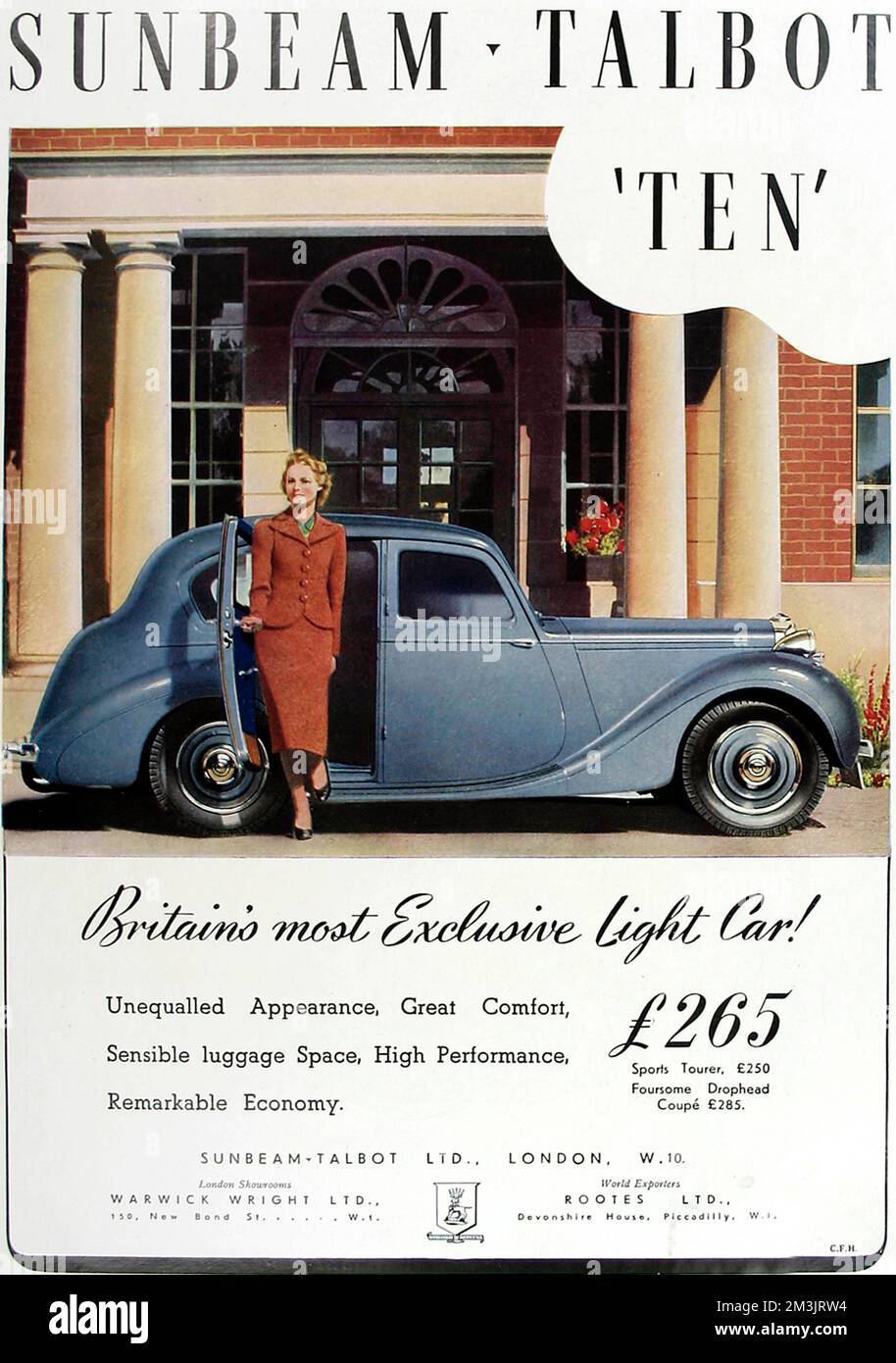 A full colour illustrated advertisement for the Sunbeam Talbot Ten car ...