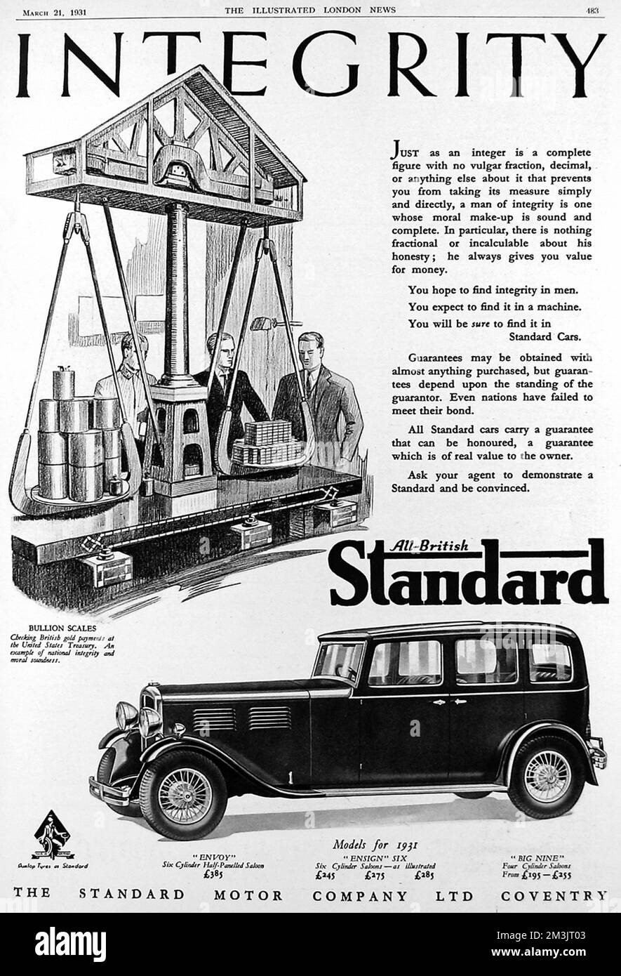 Advertisement for British Standard car Stock Photo - Alamy