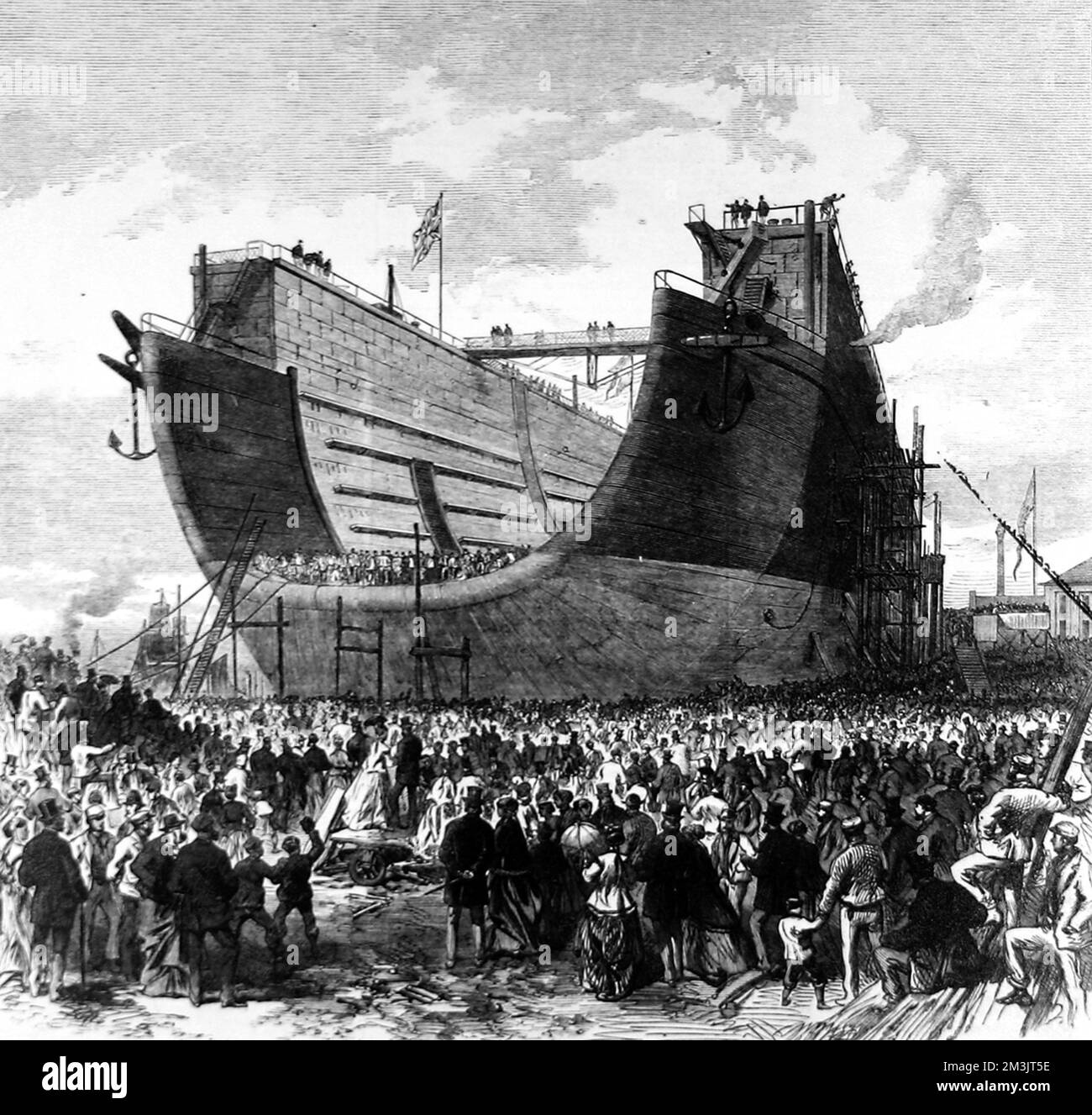 The first attempt to launch the Bermuda floating dock at North Woolwich ...