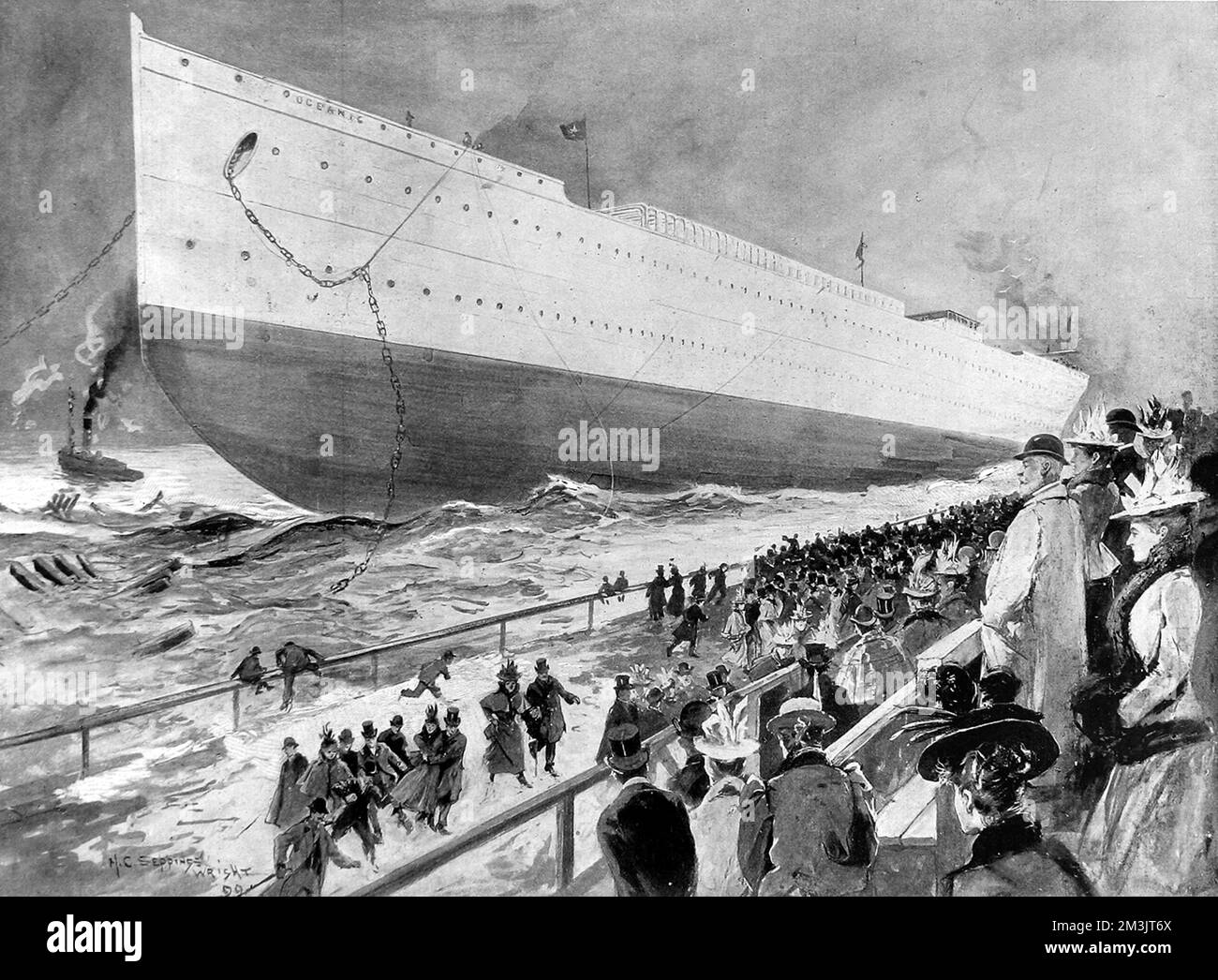 Launch of the 'Oceanic', January 1899 Stock Photo - Alamy