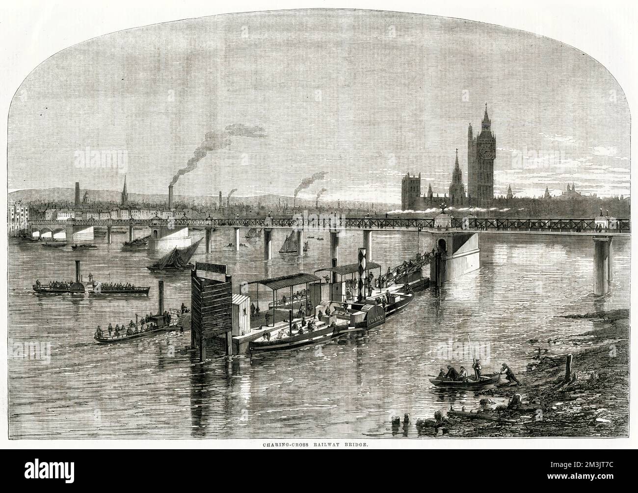 Charing Cross Railway Bridge 1860 Stock Photo - Alamy