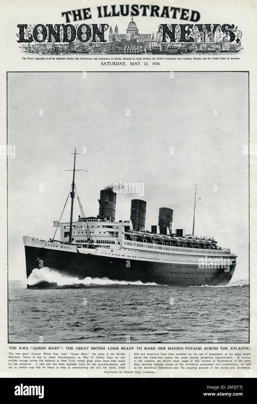 Photograph of the R.M.S. 'Queen Mary' on sea trials, prior to her ...