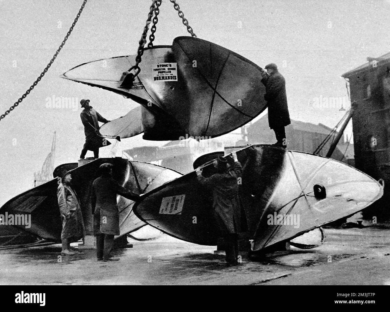 Propellors for the 'Normandie', February 1935 Stock Photo - Alamy