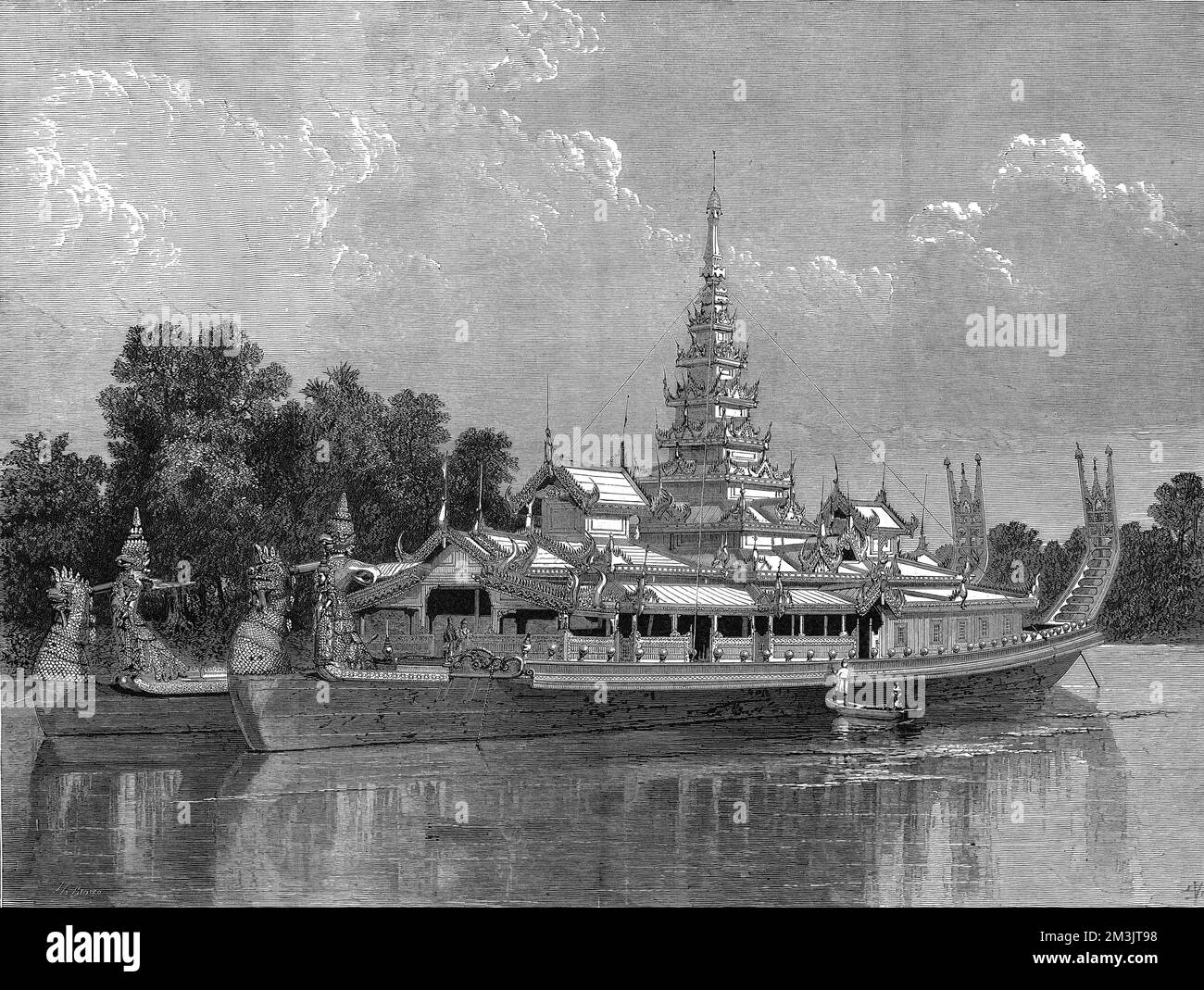 State Barge of the King of Burmah 1875 Stock Photo - Alamy