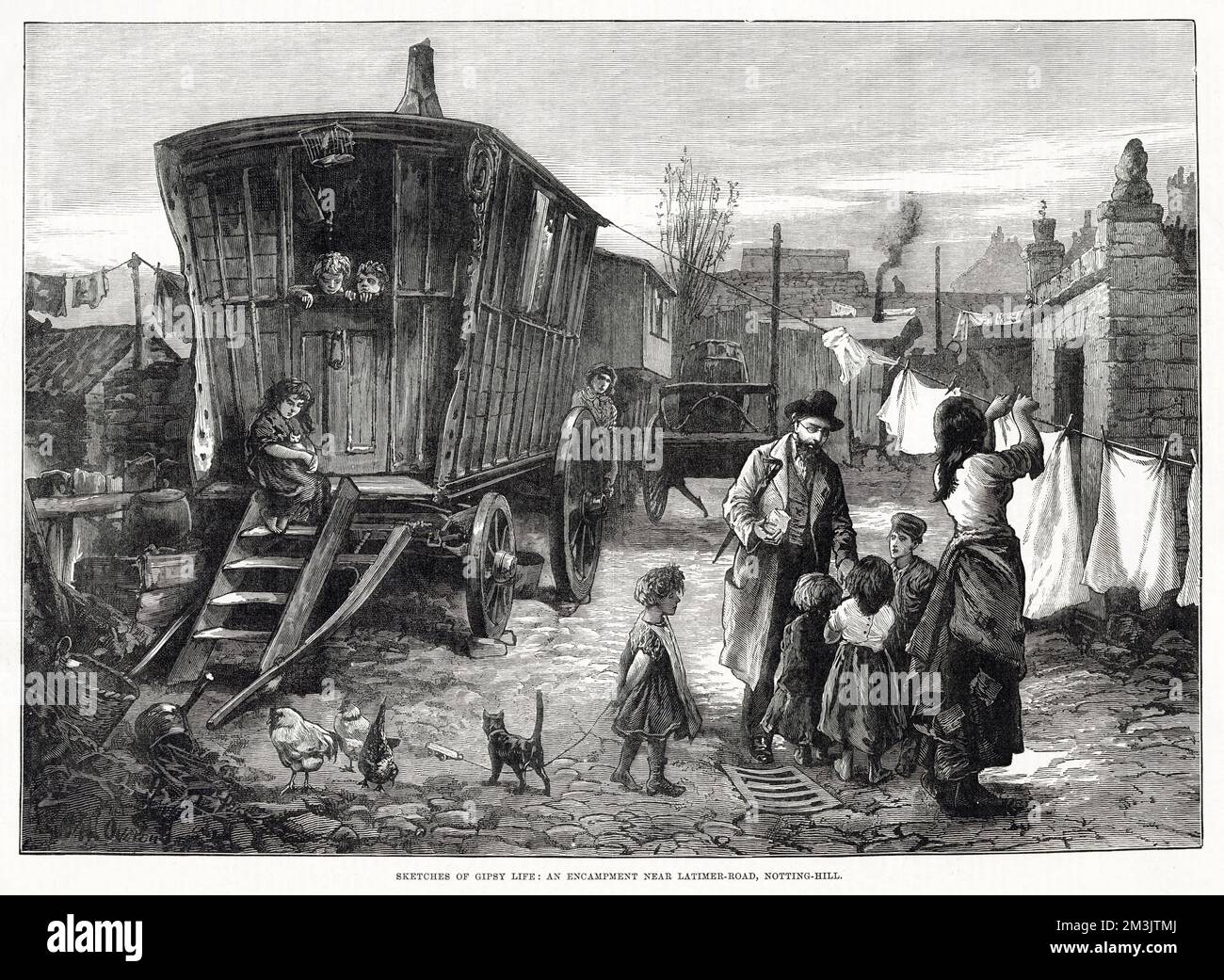 Sketches of Gypsy life: a camp near Latimer Road, Notting Hill Stock ...