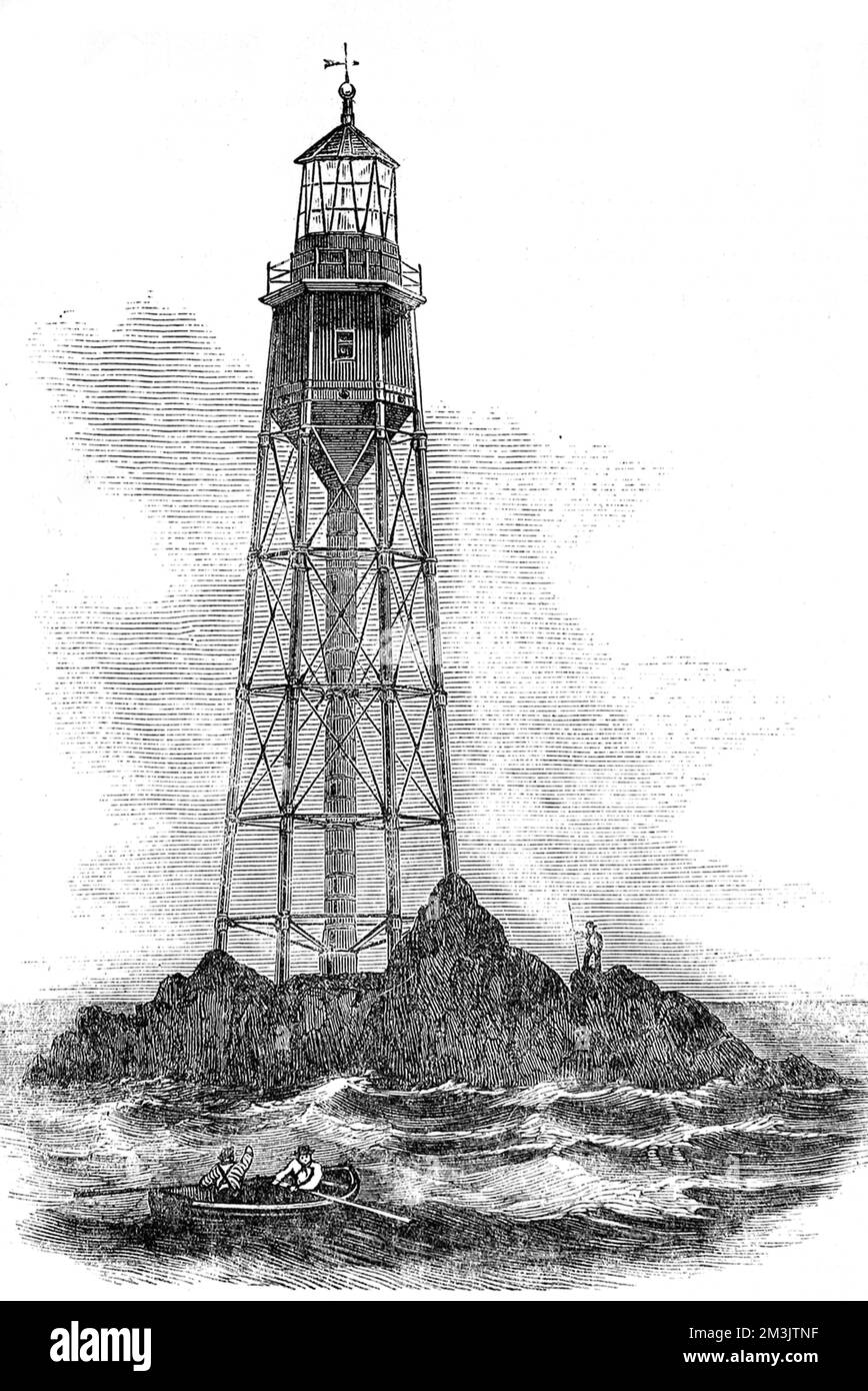 The Bishop Rock Lighthouse, Scilly Isles 1849 Stock Photo - Alamy
