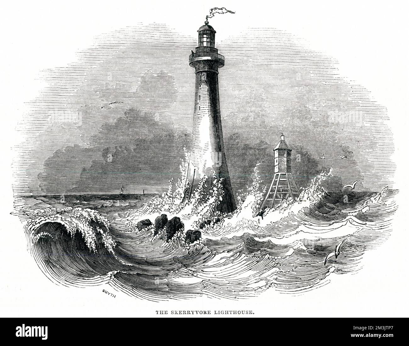 Skerryvore Lighthouse, off Argyllshire 1844 Stock Photo - Alamy