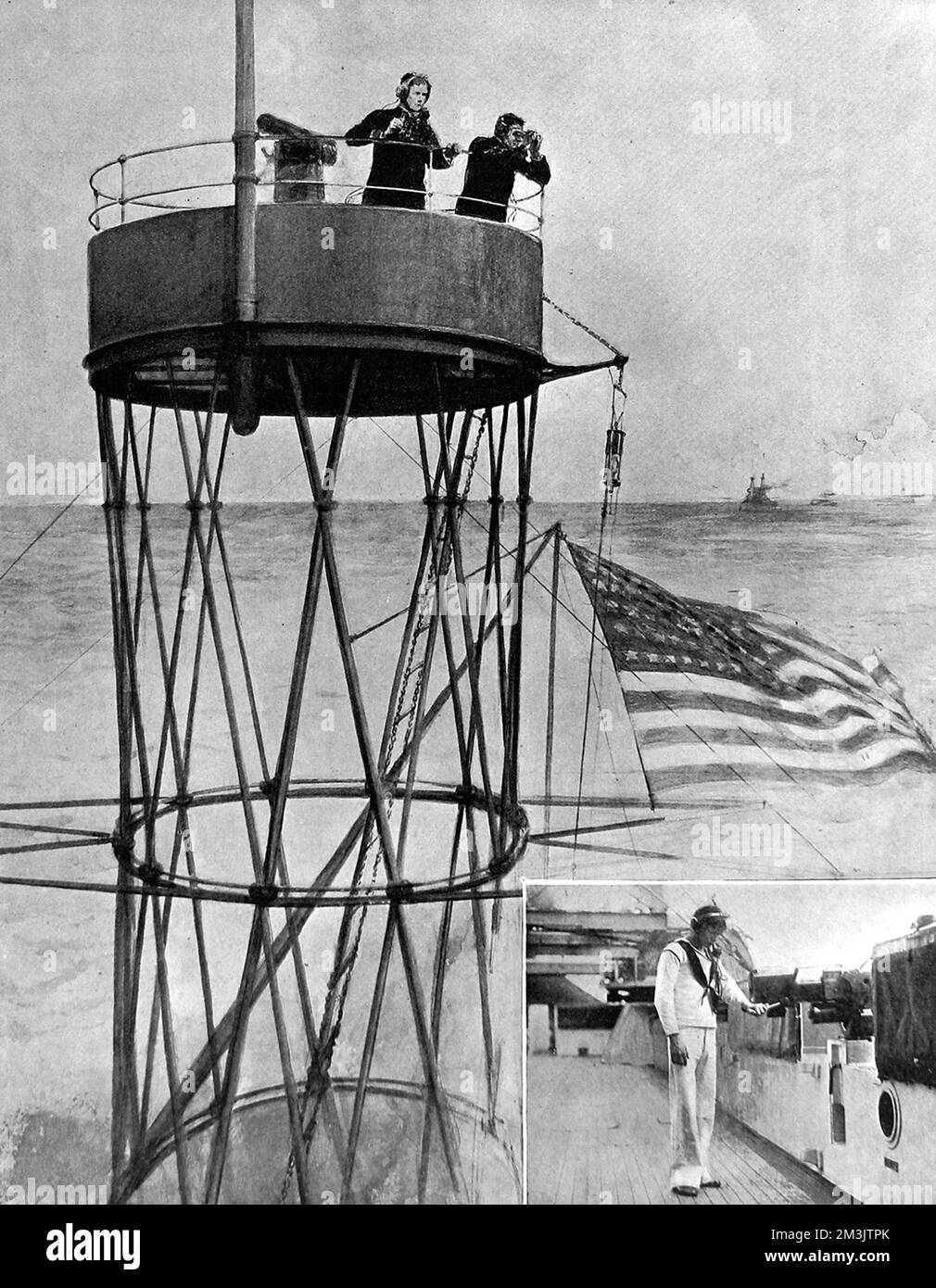 Illustration of an American battleship's Fire Control Top, November ...