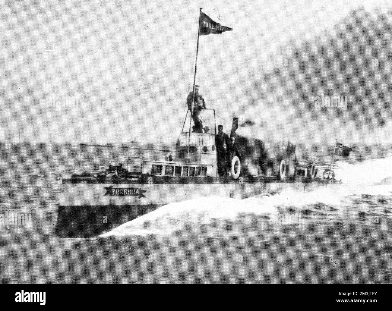Photograph of the experimental turbine steamer 'Turbinia'. Built in ...