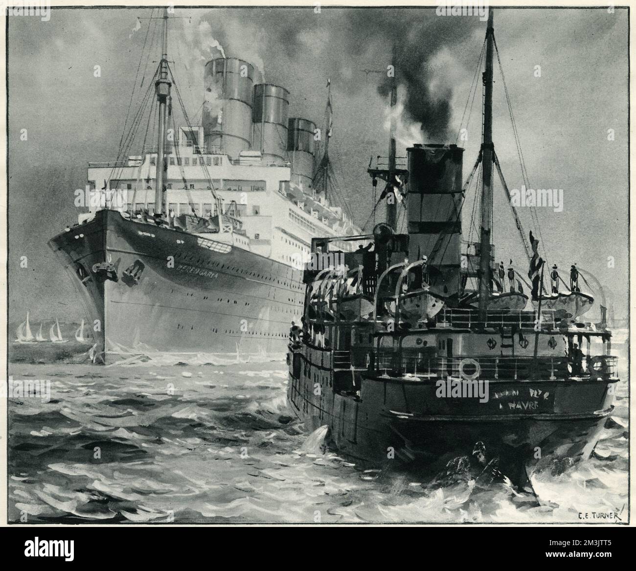 Merchant Steamer & Passenger Liner in the Brambles Channel Stock Photo ...