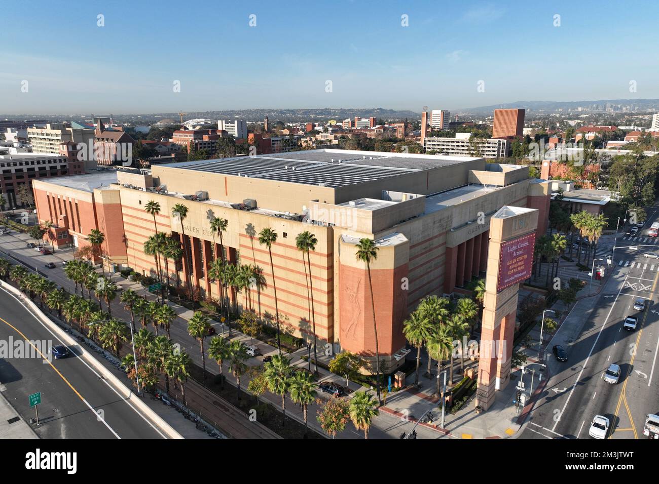 A general overall aerial view of the Galen Center on the campus of the ...