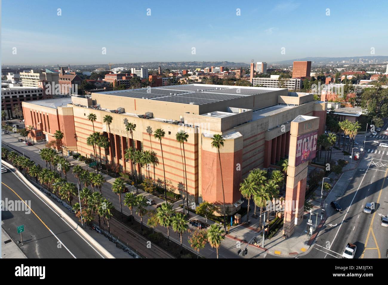 A general overall aerial view of the Galen Center on the campus of the ...