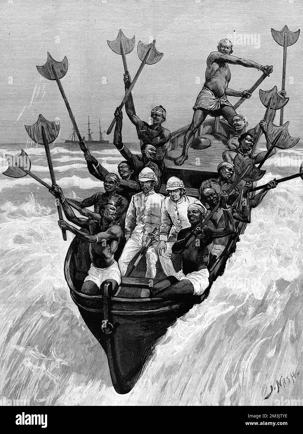 Landing in a Surf-boat at Accra, Ghana, 1891 Stock Photo - Alamy