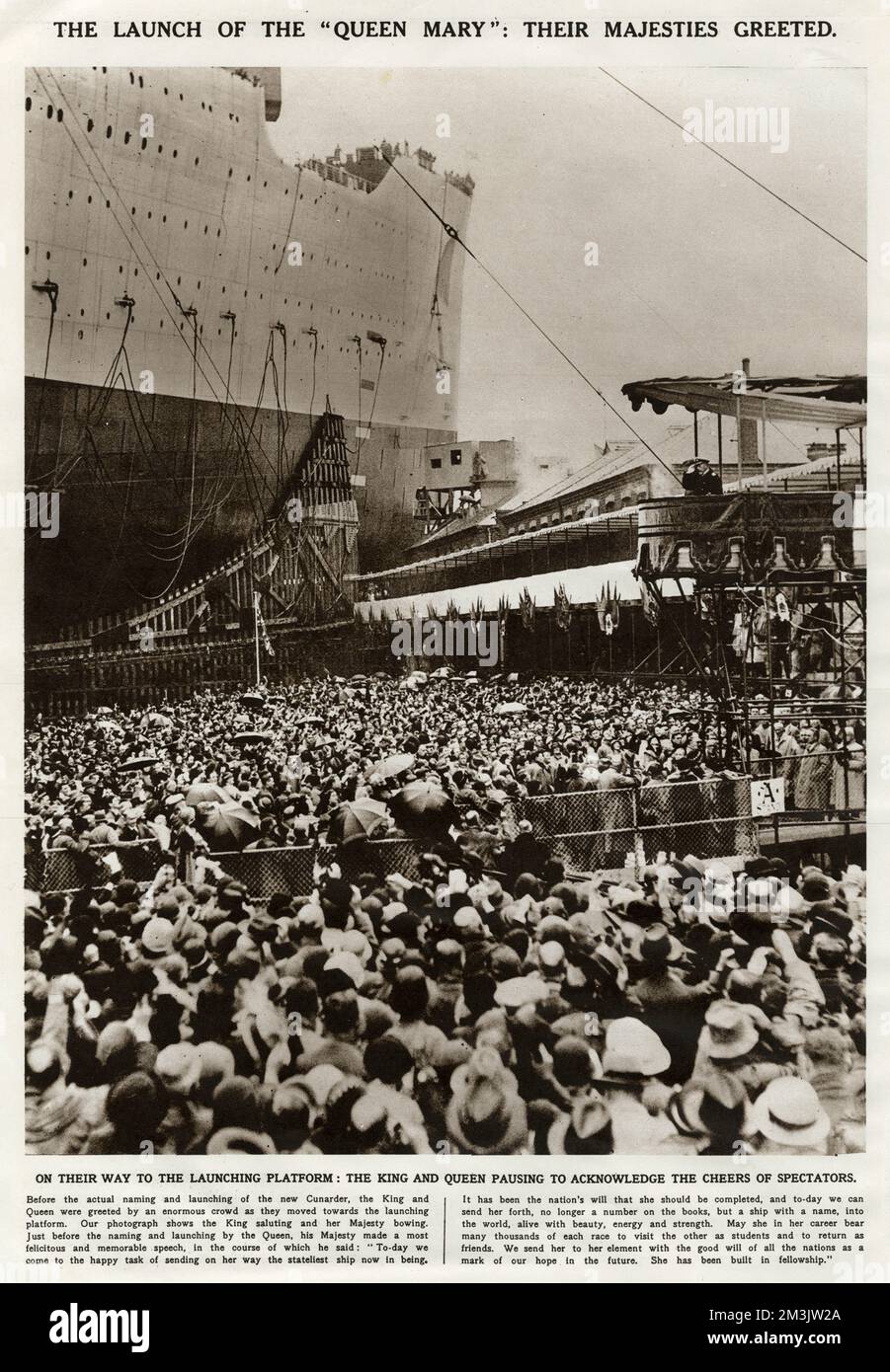 Photograph of King George V and Queen Mary (in the tower on the right ...
