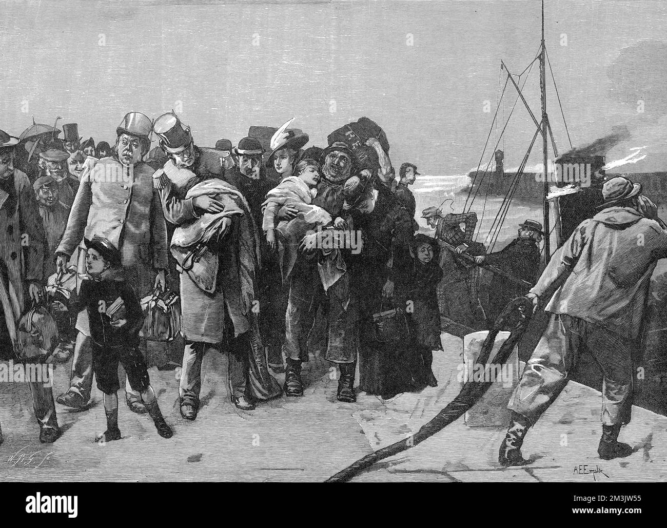 Passengers disembarking after a rough passage 1883 Stock Photo - Alamy