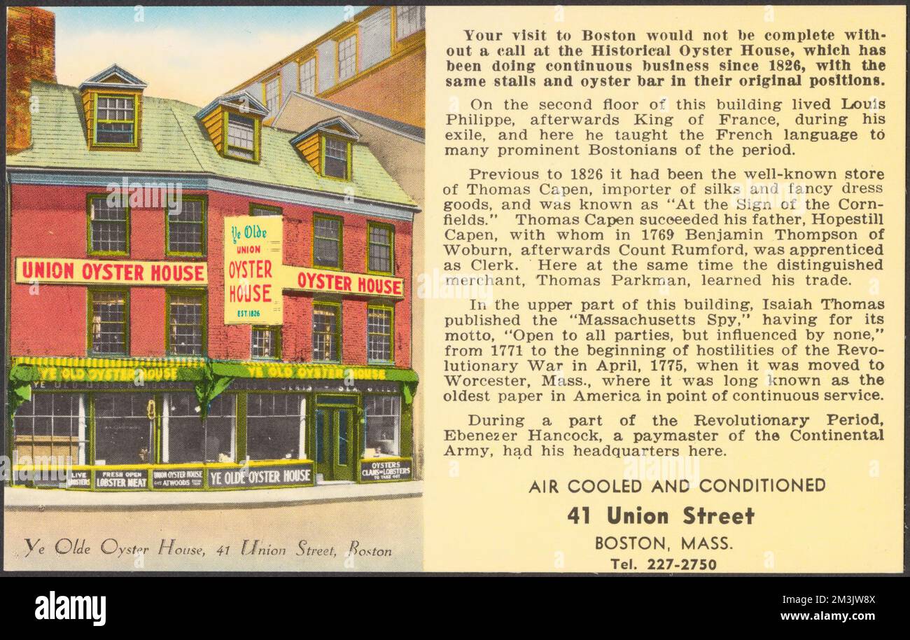 Ye Olde Oyster House, 41 Union Street, Boston , Restaurants, Historic ...