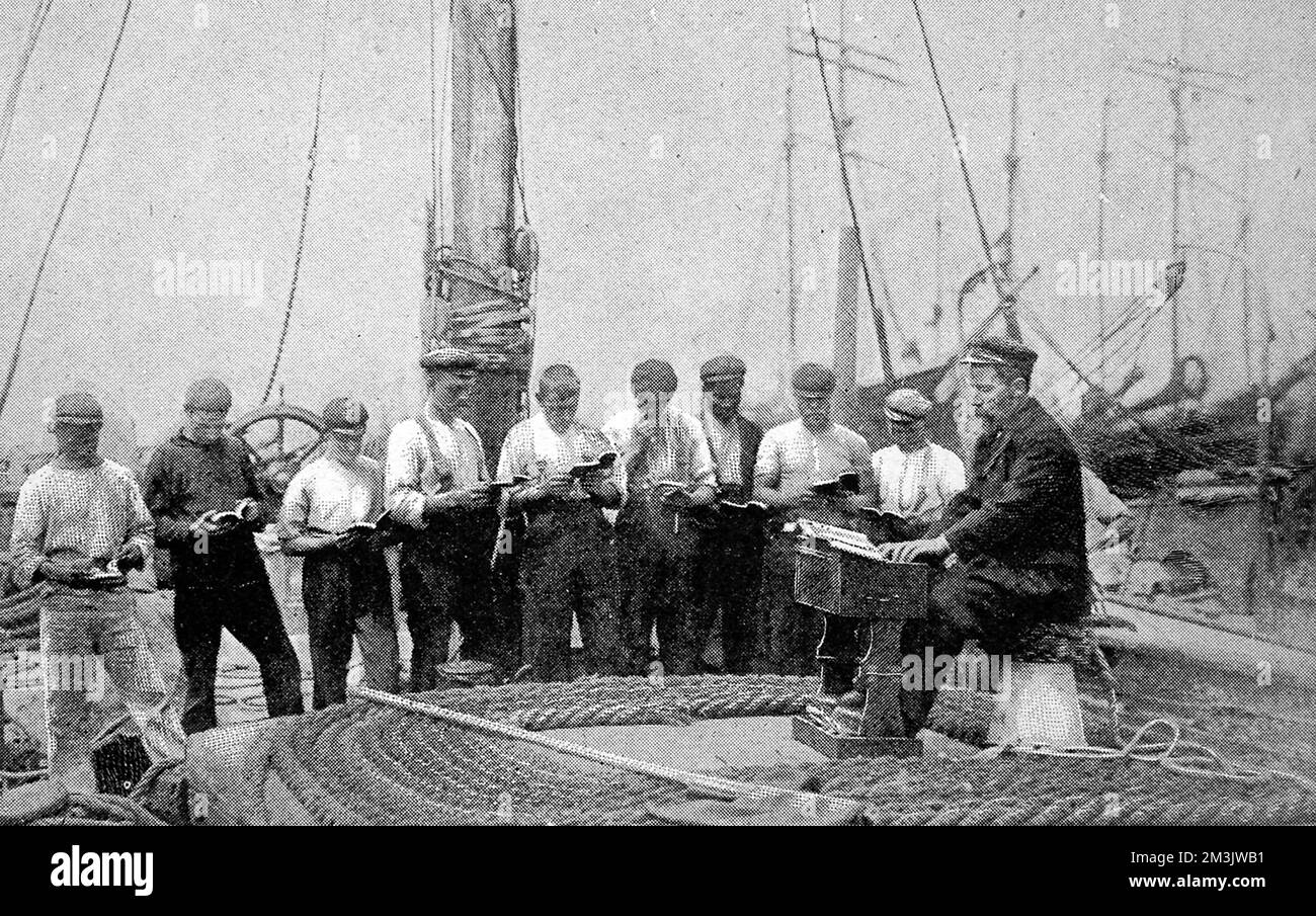 Mission to Seamen Service on board a Barge 1906 Stock Photo - Alamy