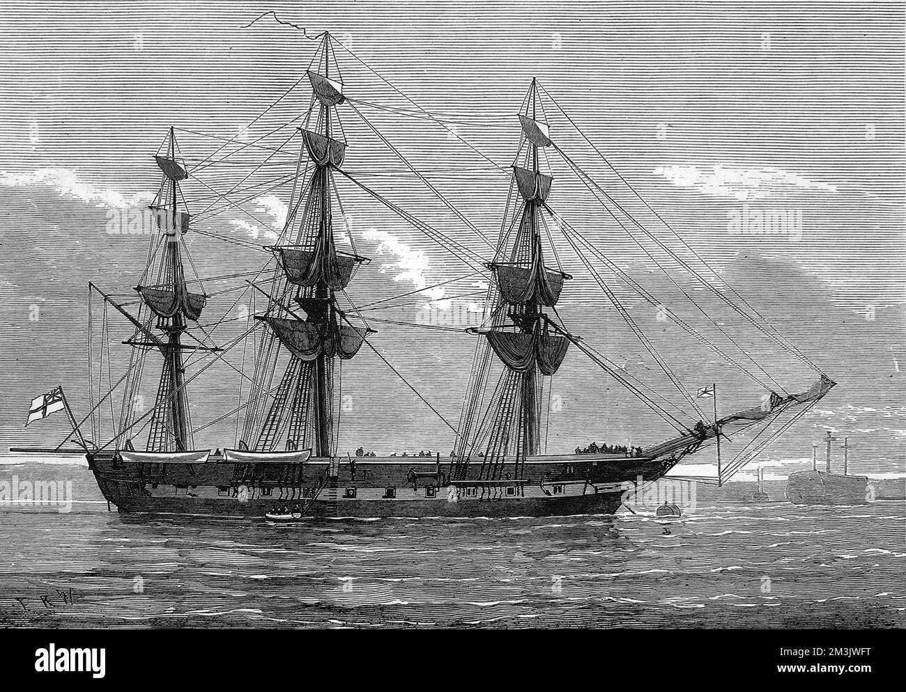 HMS 'Eurydice' in Portsmouth Harbour, shortly before her last voyage ...