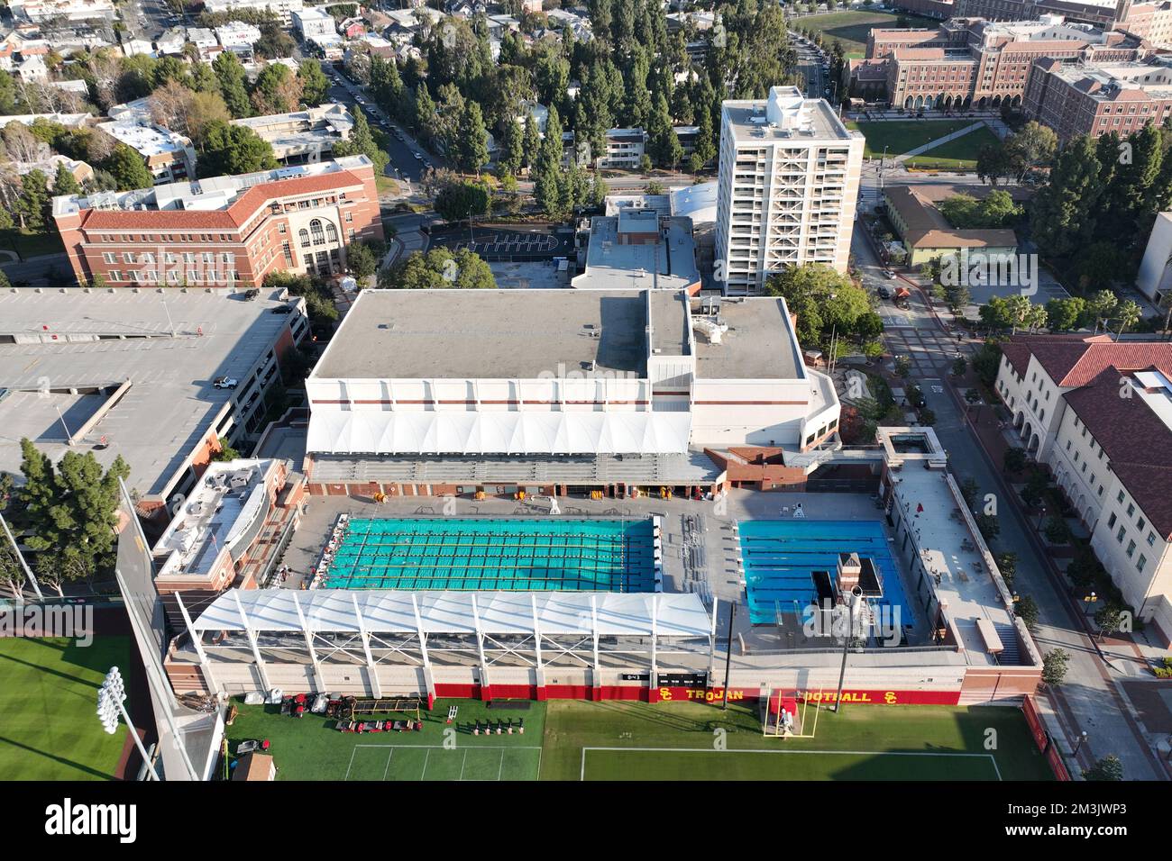 A general overall aerial view of the Uytengsu Aquatics Center on the ...