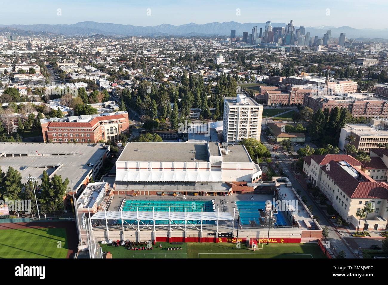 A general overall aerial view of the Uytengsu Aquatics Center on the ...