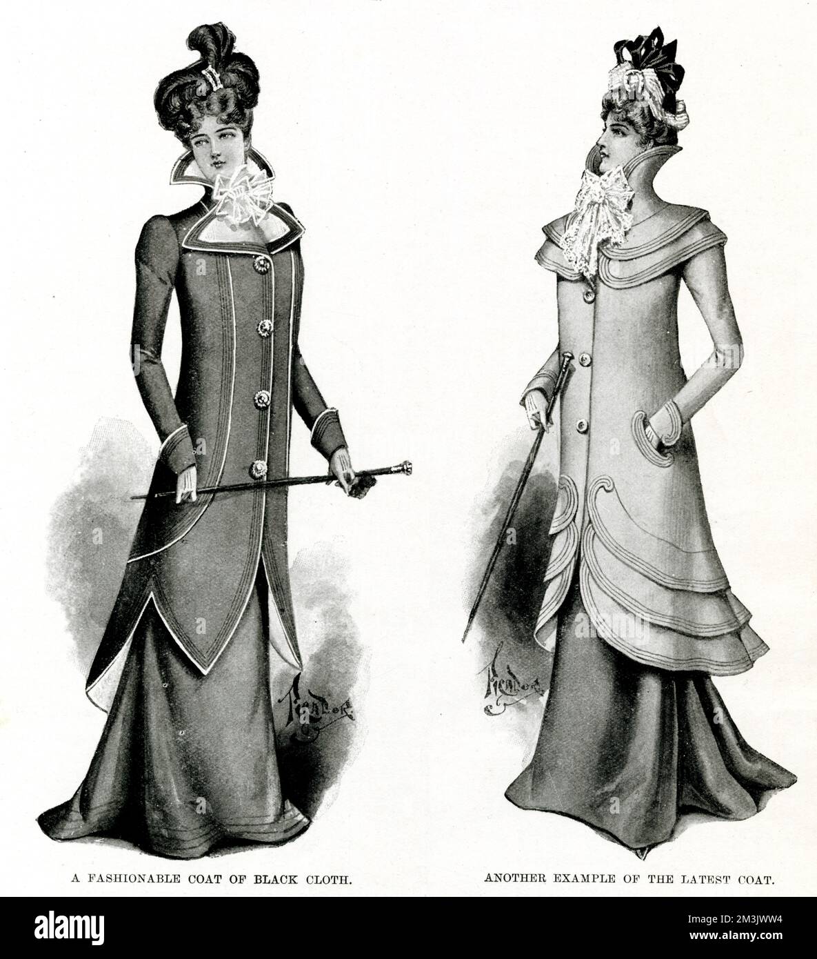 Two fashionable winter coats 1899 Stock Photo - Alamy