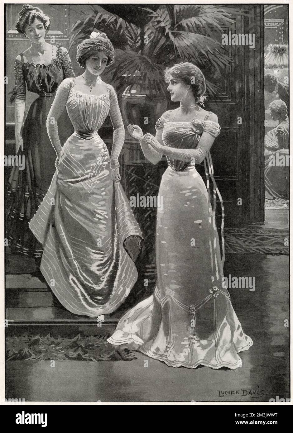 Ladies at a Christmas ball 1902 Stock Photo - Alamy