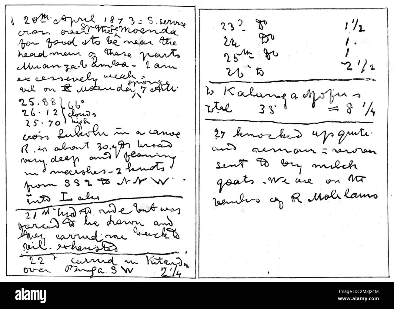The Last Entry in Dr. David Livingstone's Notebook, 1873 Stock Photo ...