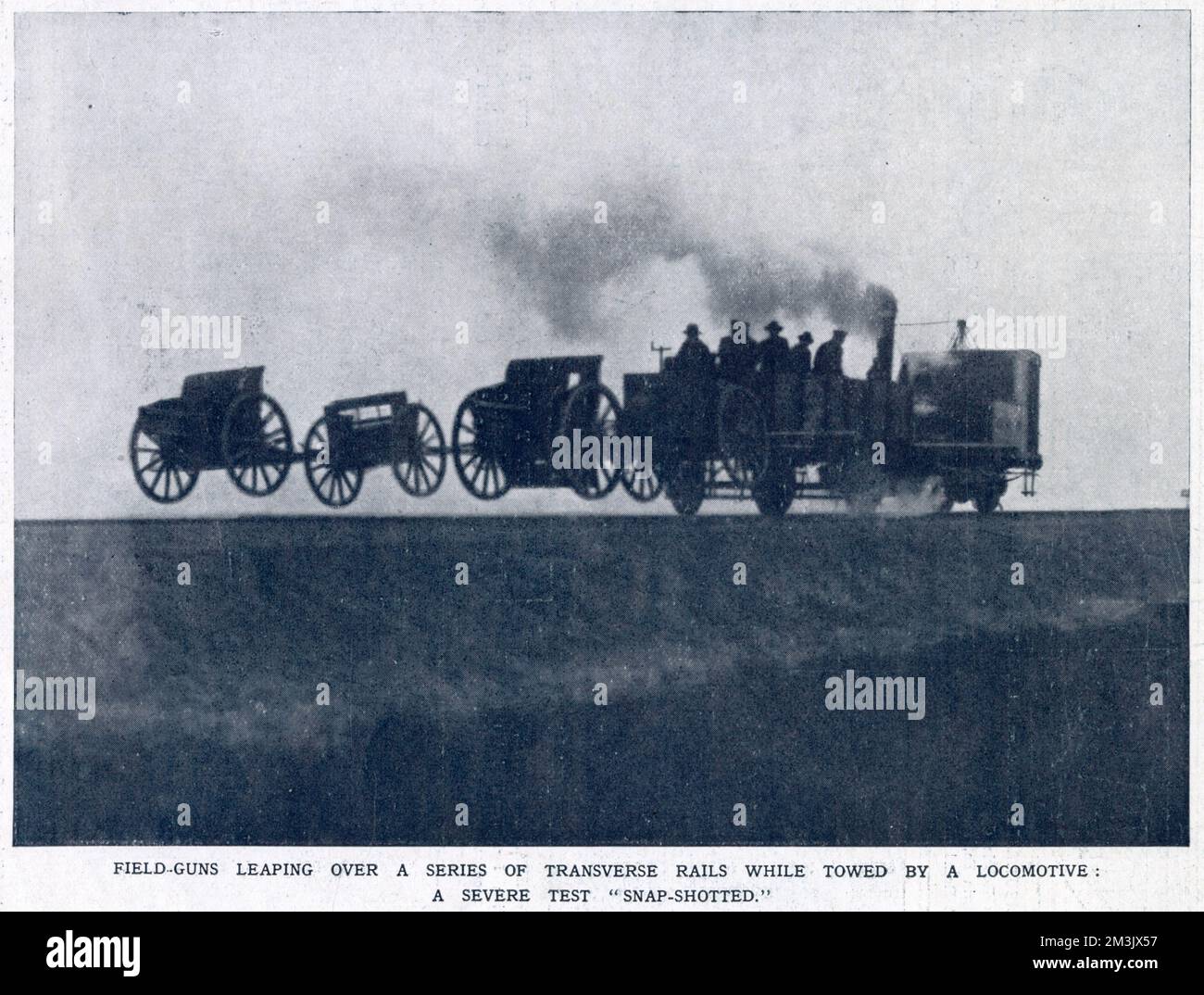 German field guns leaping over rails during testing Stock Photo - Alamy