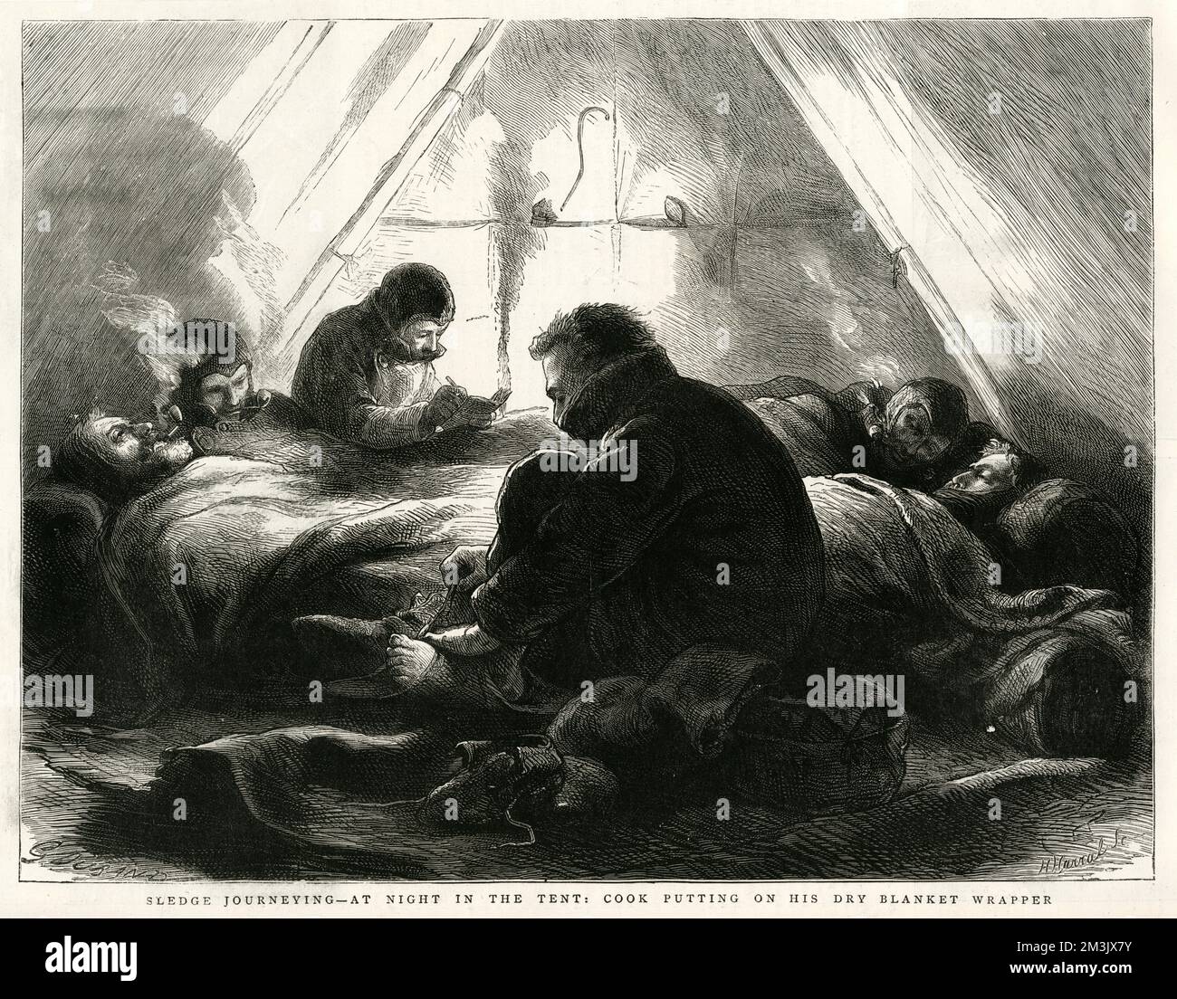 A Sledging Party in their Tent, British Arctic Expedition Stock Photo ...