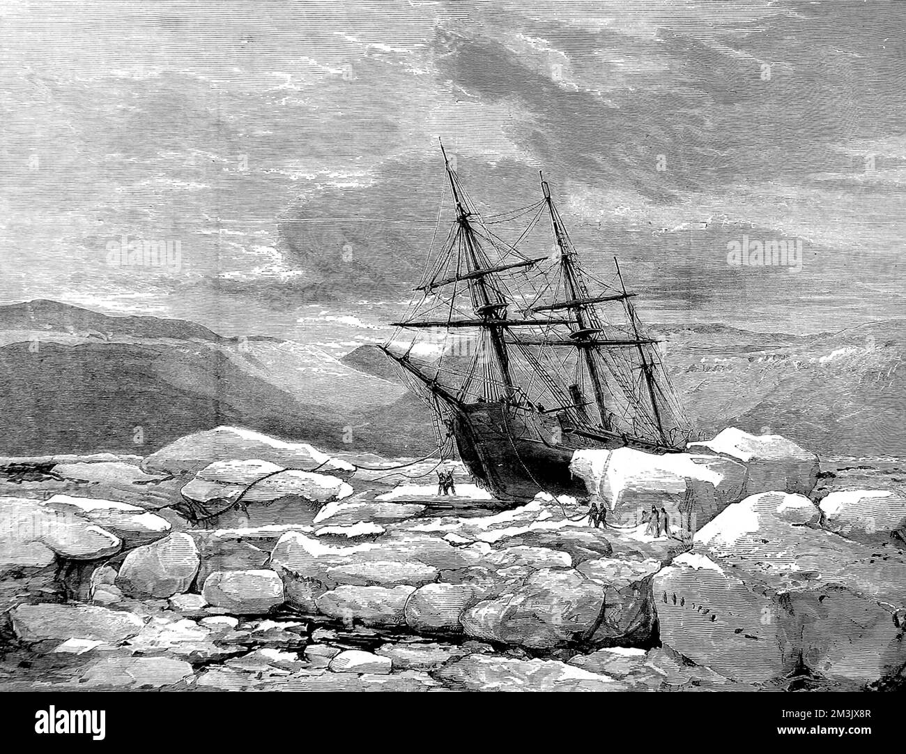 HMS 'Alert' pushed the ice, Radmore Harbour, 1875-1876 Stock Photo - Alamy