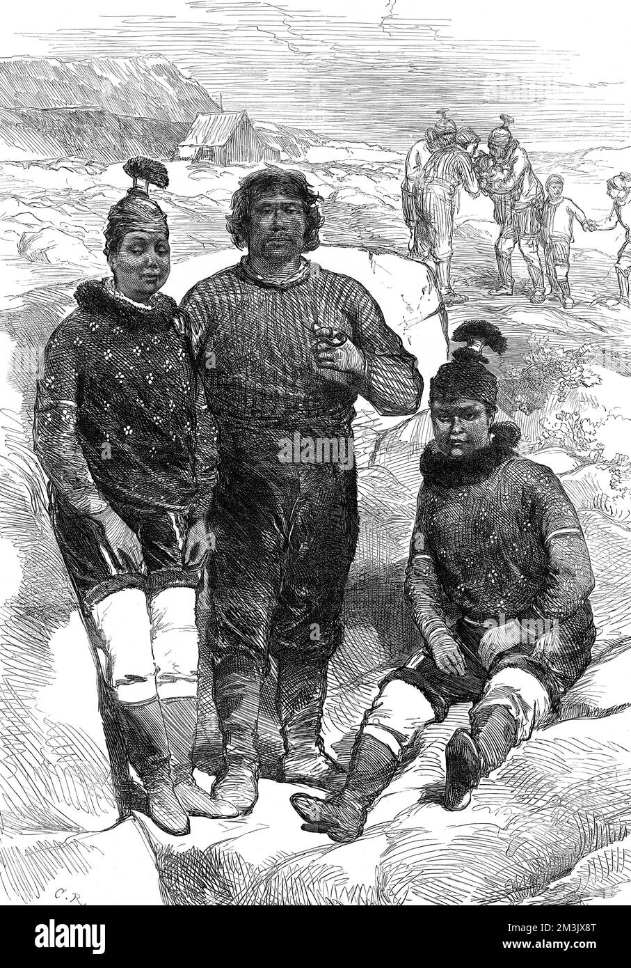 Greenlanders of Disco Island 1875 Stock Photo - Alamy