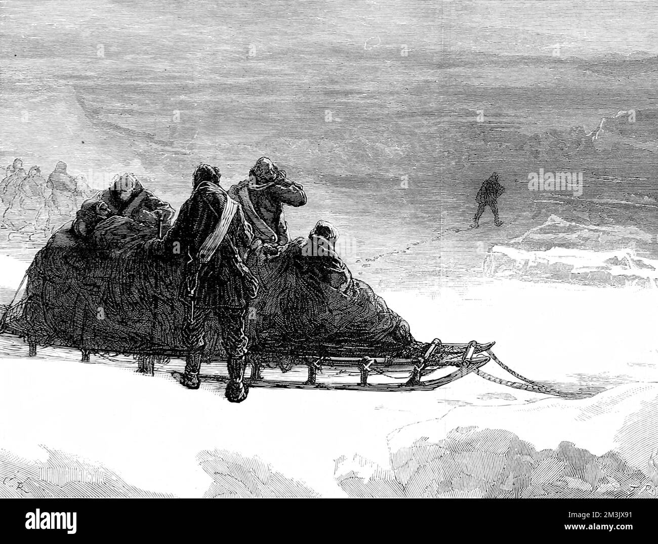 Lieutenant Parr sets out to find help, Northern Sledge Stock Photo - Alamy
