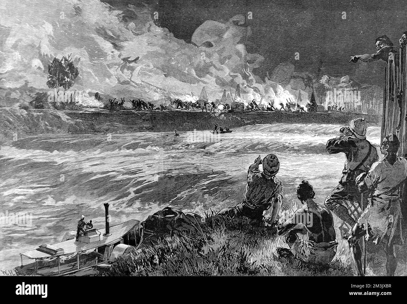 Slavers Raiding a Village on the Aruwimi River Stock Photo - Alamy